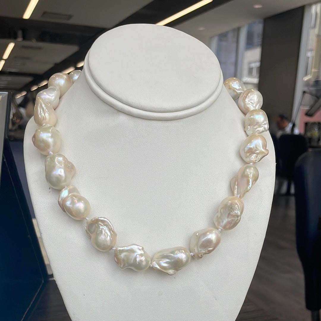 Baroque Freshwater Pearls. 22x 17mm Knotted with a Silver Clasp – Ocean ...